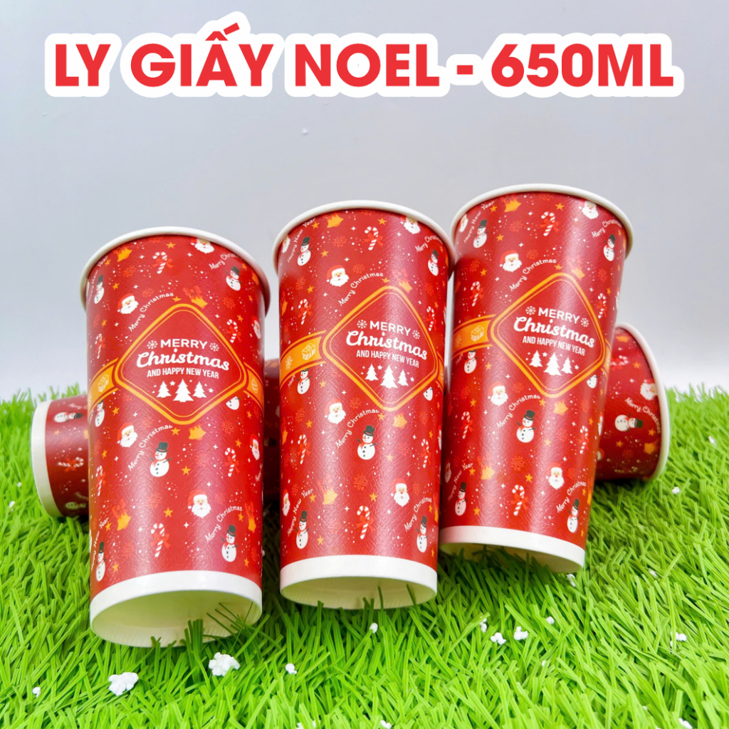 [LY NOEL ĐẶC BIỆT] - SET 200 Ly giấy in sẵn Noel 650ml, cốc giấy in sẵn ...
