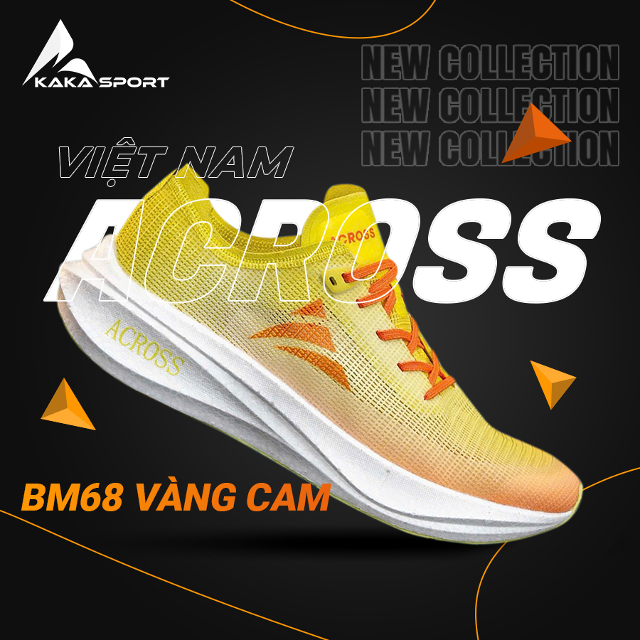 Giày chạy bộ thể thao Nam Nữ Across BM68 Vàng Cam hàng chính hãng | Shopee Việt Nam