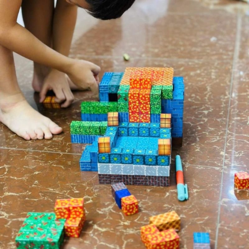 [Set 100 Khối] Khối Nhựa Nam Châm Minecraft Lắp Ráp Mô Hình | Shopee ...