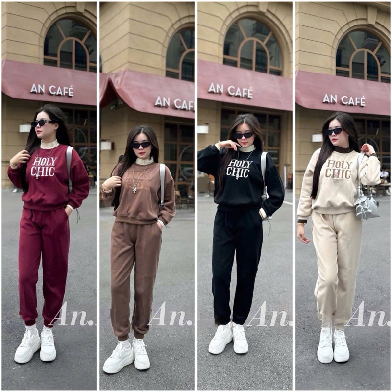 SÉT BỘ NỈ LÓT LÔNG NHUNG ẤM BO CỔ LEN THÊU CHỮ HÀNG QCCC FRESIZE 40 ...