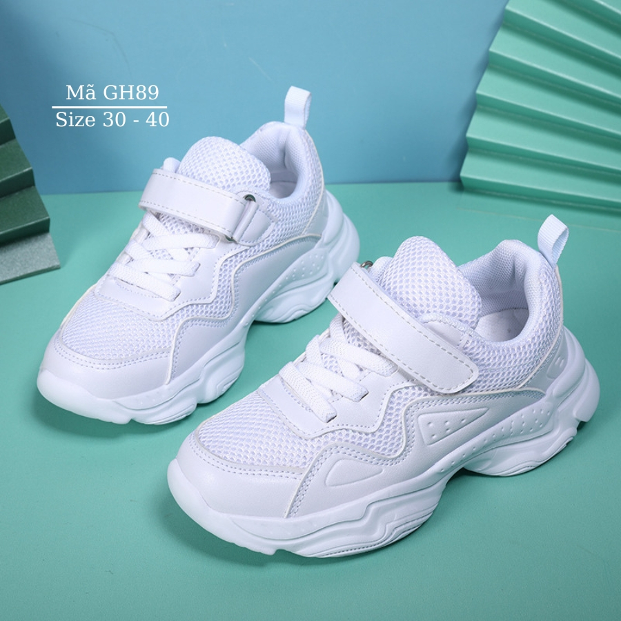 Giày trắng học sinh nam nữ tiểu trung học siêu nhẹ thời trang bé trai ...