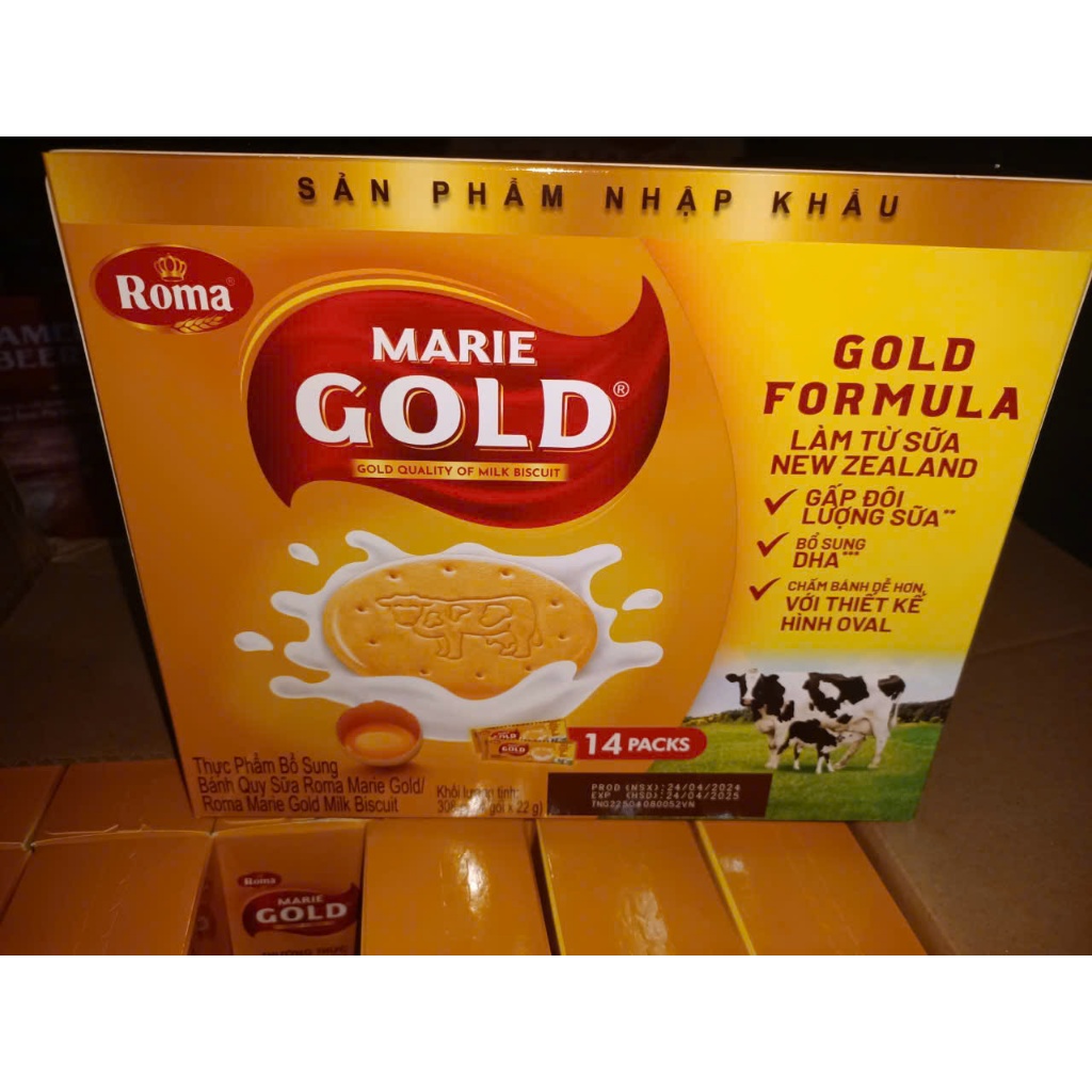 Bánh Quy Sữa Hộp Roma Marie Gold 308G (14 gói x 22g) | Shopee Việt Nam