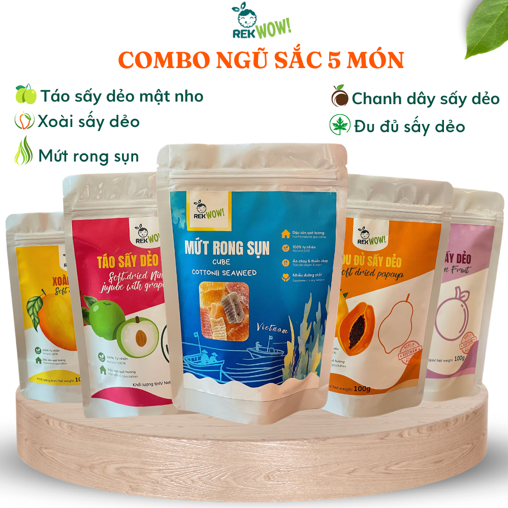 Combo ăn vặt Mix Vị Ngũ Sắc 5 Túi Trái Cây Sấy REK WOW Mix Vị | Shopee Việt Nam