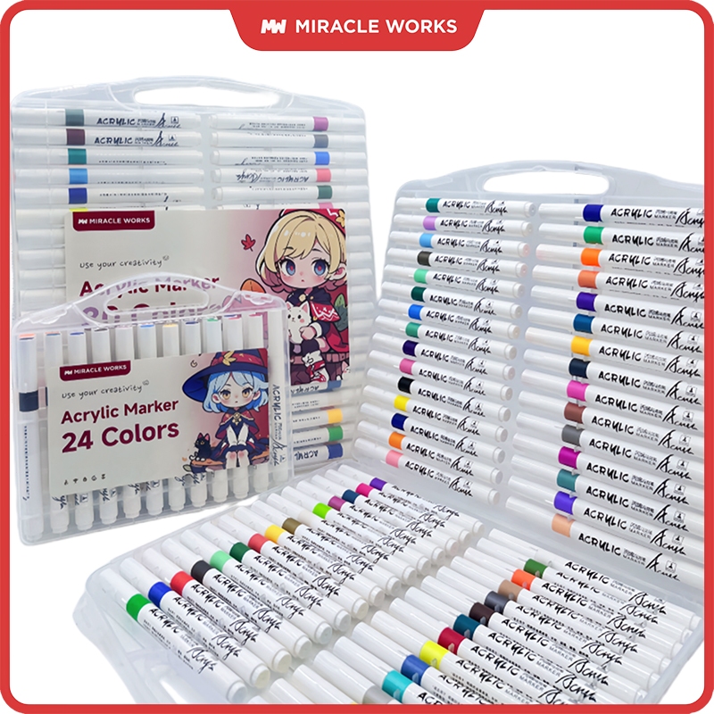 Miracle Works Bút Màu Acrylic Marker 12/24/36/48/60 màu (Tăng Thêm 90% ...