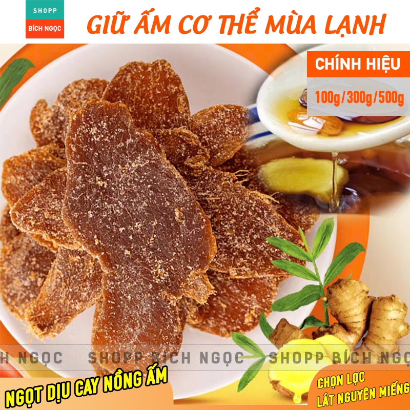 Mứt gừng, Kẹo gừng dẻo đường nâu, gừng lát nguyên chất làm ấm người tốt ...