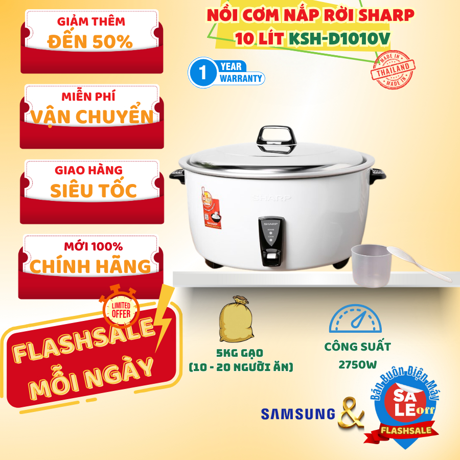 SKH-D1010V Nồi cơm điện 10 lít Sharp SKH-D1010V 2750W, dùng cho quán ăn ...