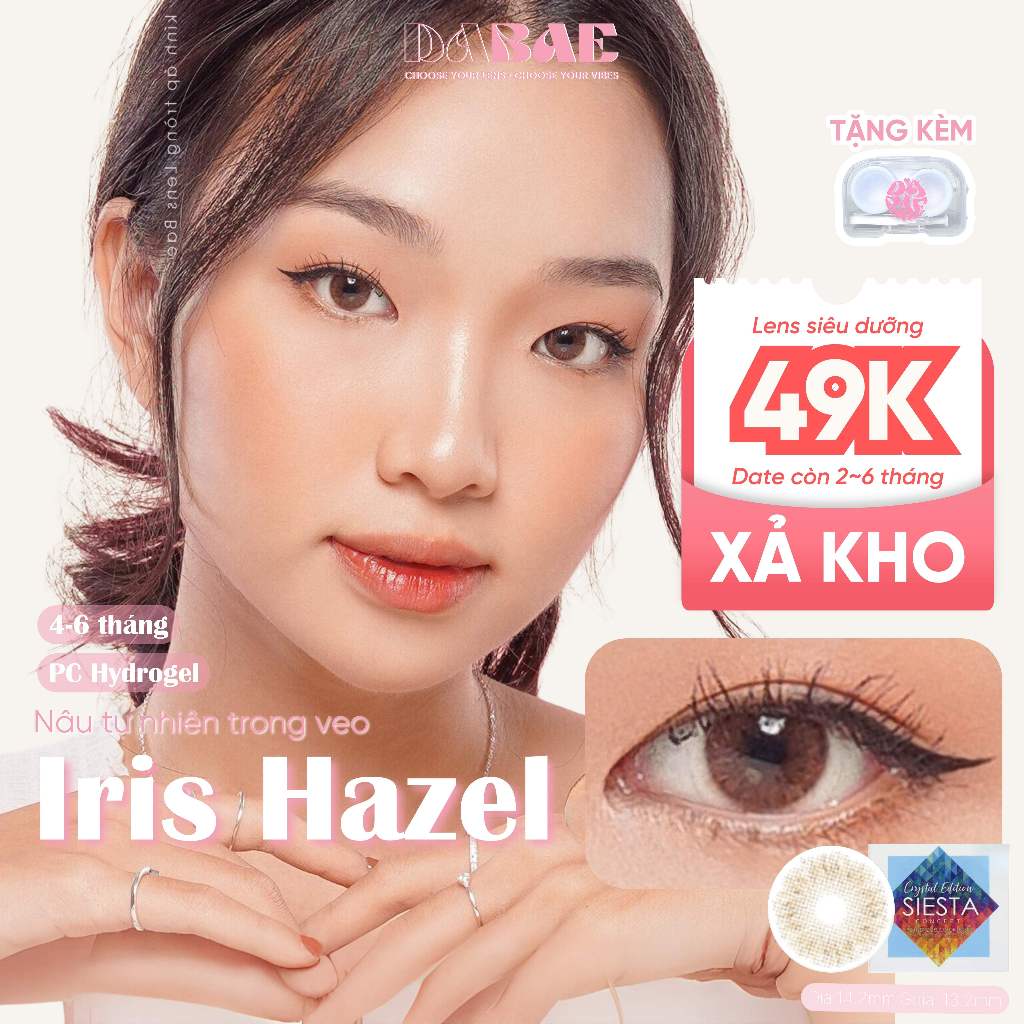Kính áp tròng DABAE màu nâu tự nhiên trong veo có độ cận Iris Hazel ...
