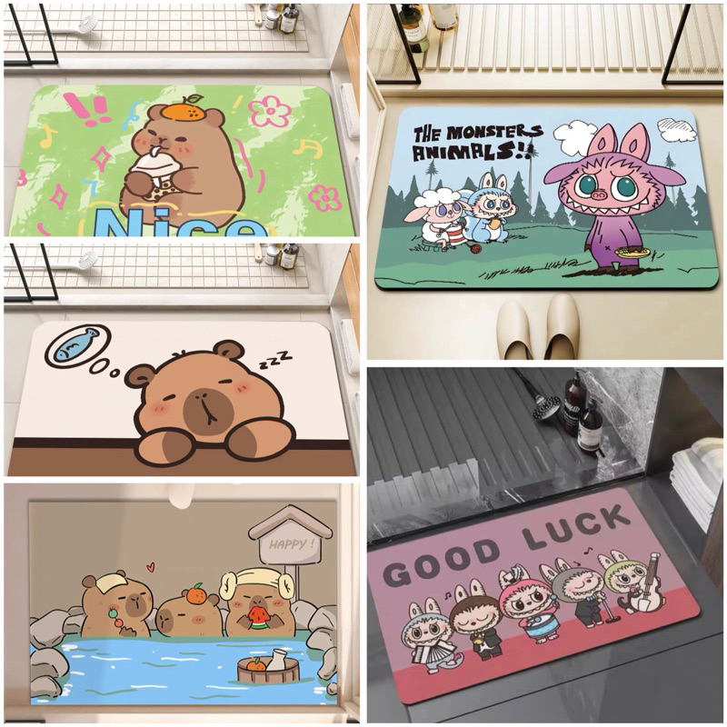 Thảm nỉ 40x60cm in hình Capybara và Labubu siêu cute | Shopee Việt Nam