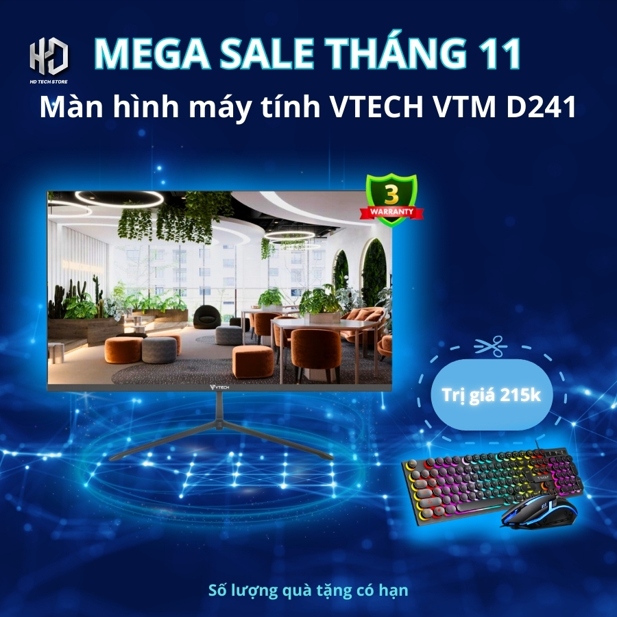 Màn hình VTECH VTM D241 tràn viền với độ sắc nét cao, tích hợp công nghệ bảo vệ mắt | Shopee ...