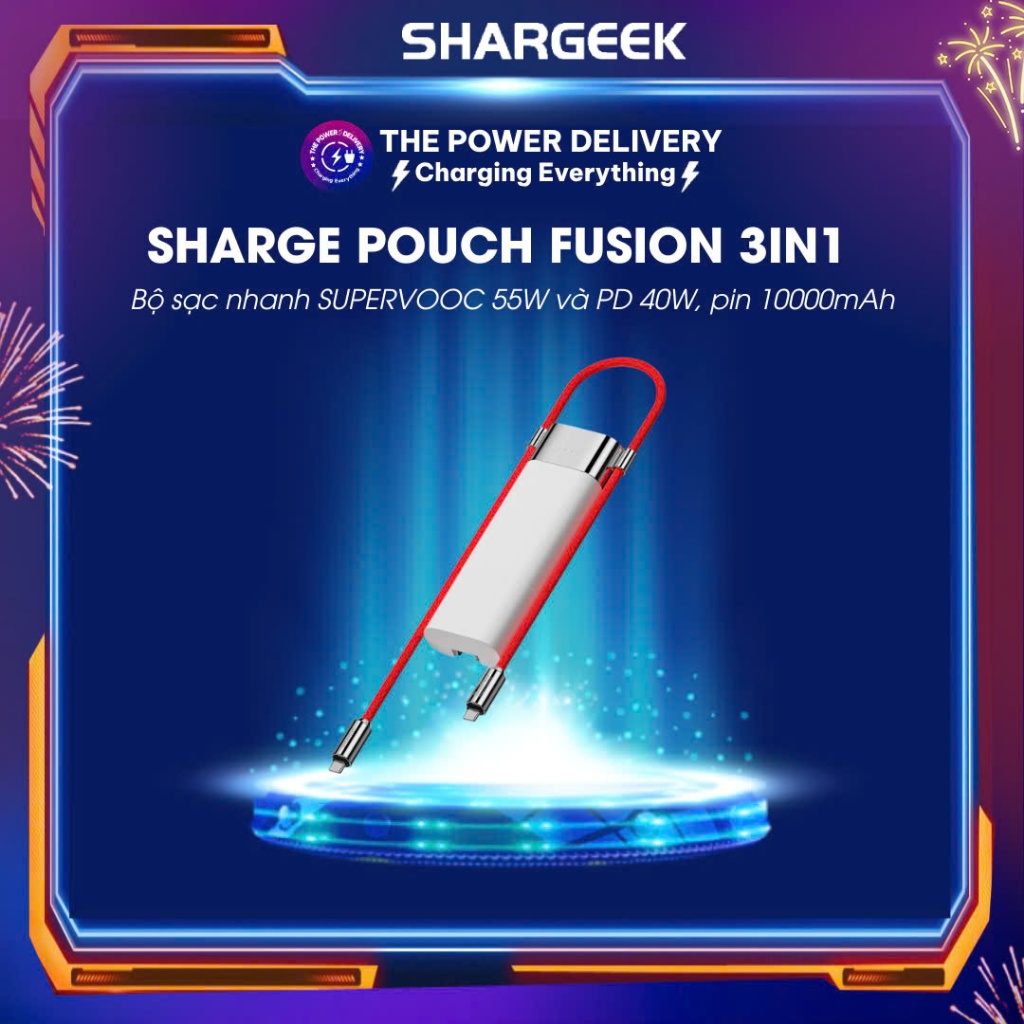 Bộ sạc nhanh Sharge Pouch Fusion 3in1, SUPERVOOC 55W và PD 40W, pin ...