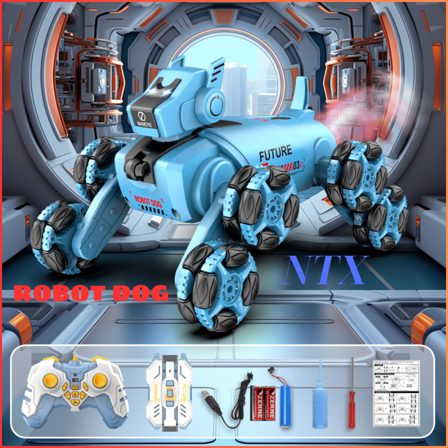 Đồ chơi chó robot 8 bánh điều khiển từ xa 2.4g phun sương công nghệ mô ...