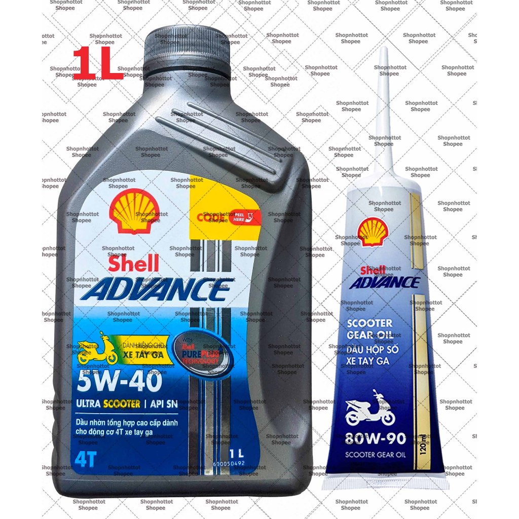Combo Dầu nhớt tổng hợp tay ga Shell Advance Ultra Scooter 5w40 800ml ...