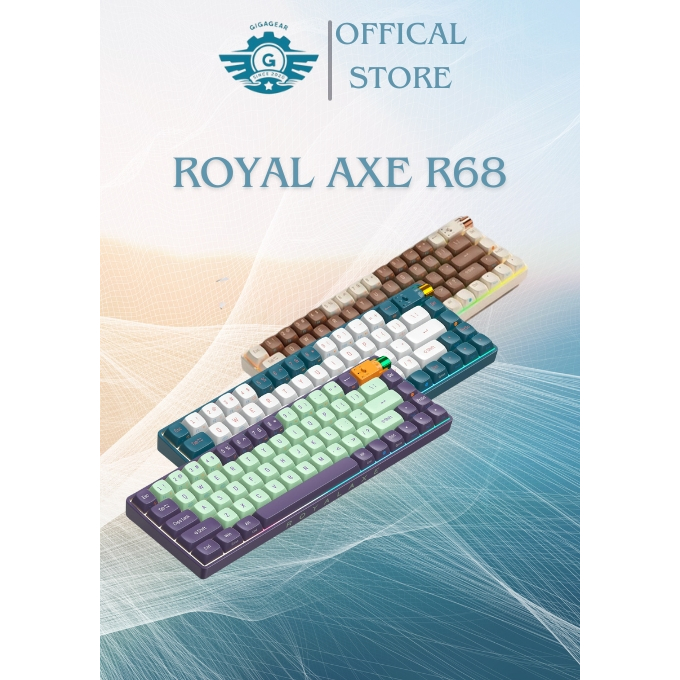 Bàn Phím Cơ Không Dây Royal Axe R68 - Hotswap 5 Pin, 3 Mode Kết Nối, LED RGB, Pre-lube Switch ...