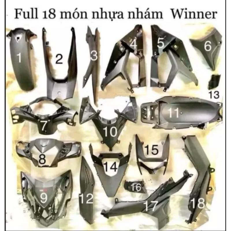 [CHÍNH HÃNG] FULL DÀN NHỰA NHÁM WINNER 150 V1 (ĐEN) HÃNG HONDA | Shopee ...