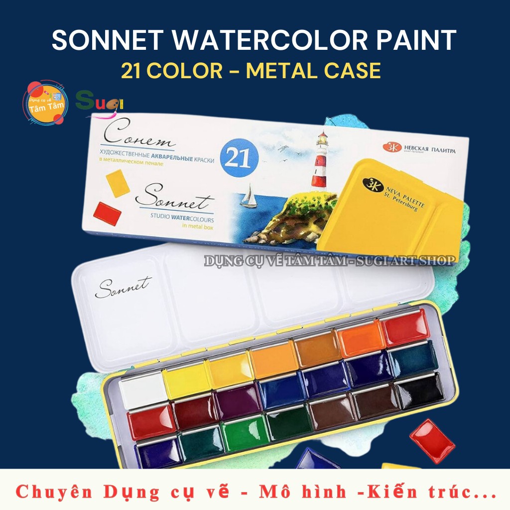 [ Sugi Art Shop ] Màu Nước Sonnet 21 Màu Hộp Sắt | Shopee Việt Nam