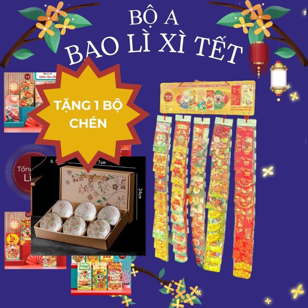Bao Lì Xì Combo 100 xấp (600 bao lì xì) + kèm Bảng treo lì xì ( Giá sỉ ...