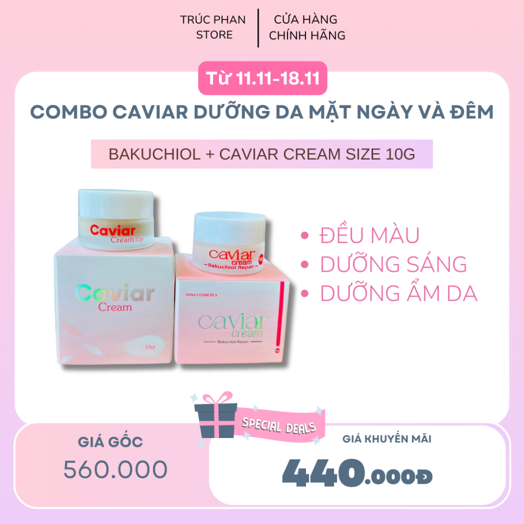 [Best seller] Combo Caviar Dưỡng trắng , Tan thâm - Mờ nám , Dưỡng da căng bóng ( hủ 10g ...