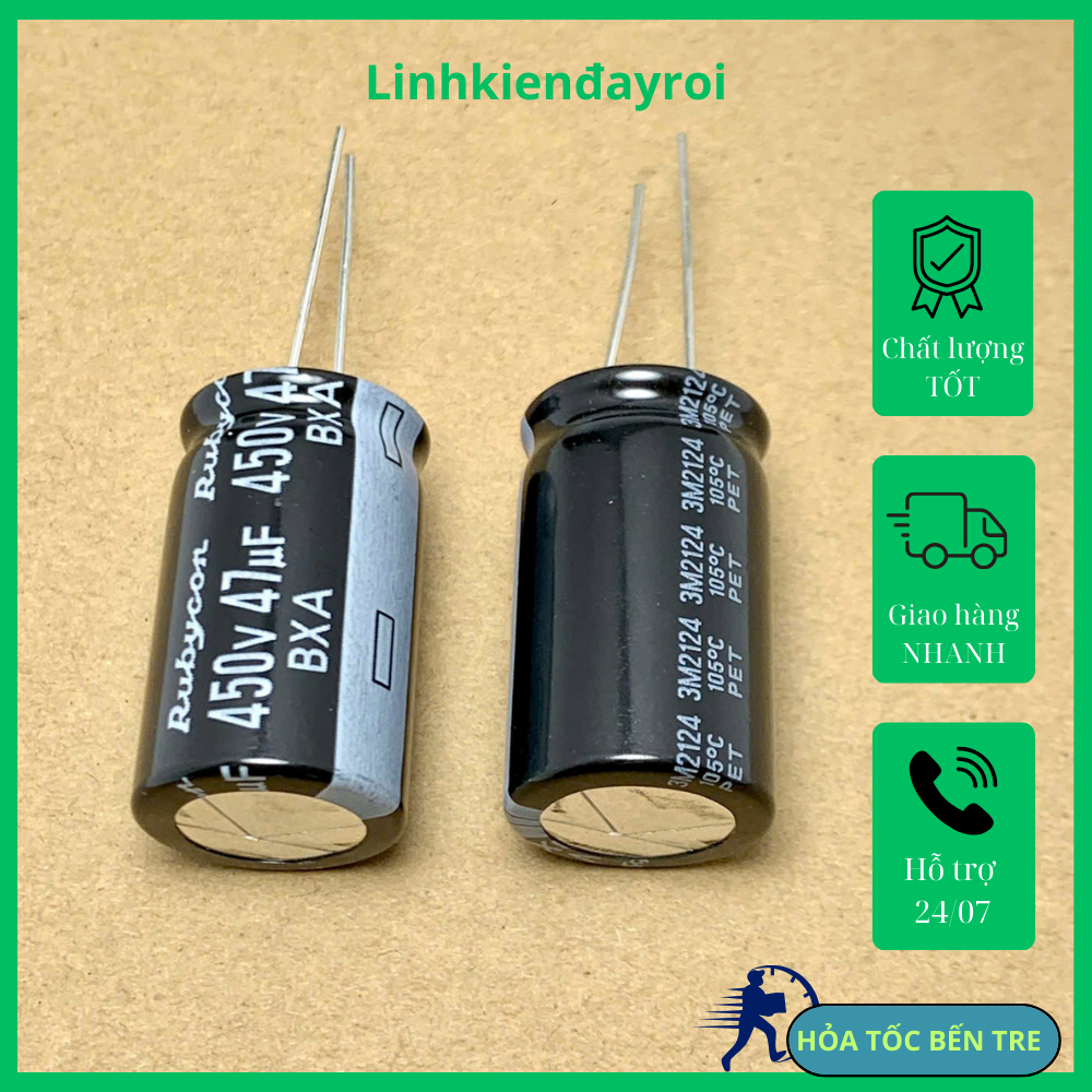 Tụ điện hóa 47uf 450v 47uF450V kích thước 18x25mm chính hãng RUBYCON | Shopee Việt Nam