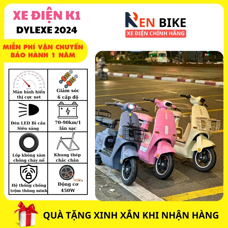 Xe điện K1, xe đạp điện hot girl K1, bản mới nhất 2025, thiết kế theo ...