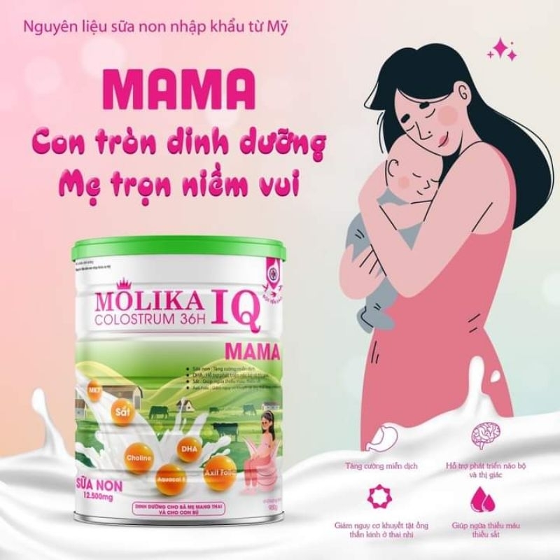 Sữa Molika Mama dinh dưỡng cho mẹ bầu, 900g, date 08/2025. Nguyên liệu ...