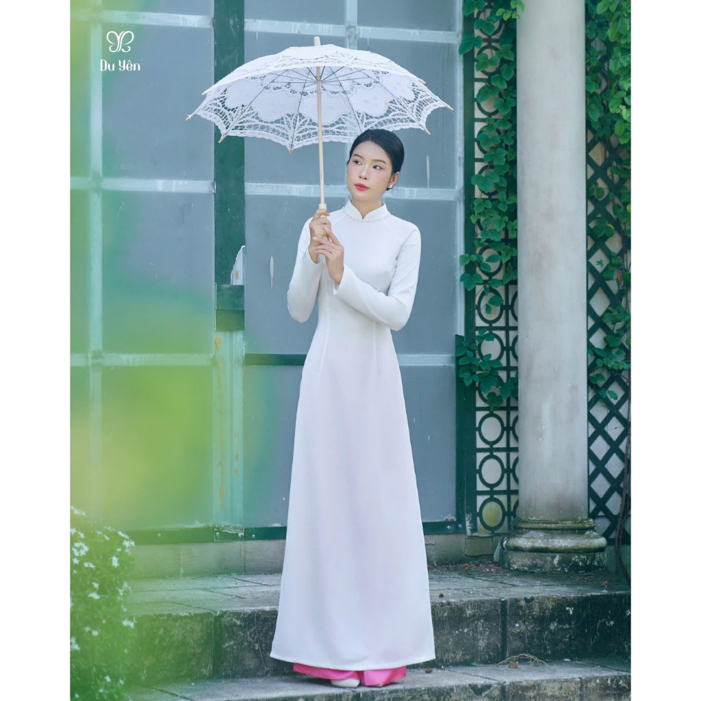 Du Yên - Áo dài truyền thống Nhã trắng( không kèm quần) | Shopee Việt Nam