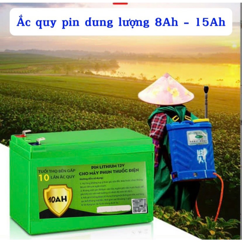 Bình Lưa trữ Pin 9Ah-15Ah Dùng cho bình Phun Điện 12v nhẹ và Bền Bỉ ...