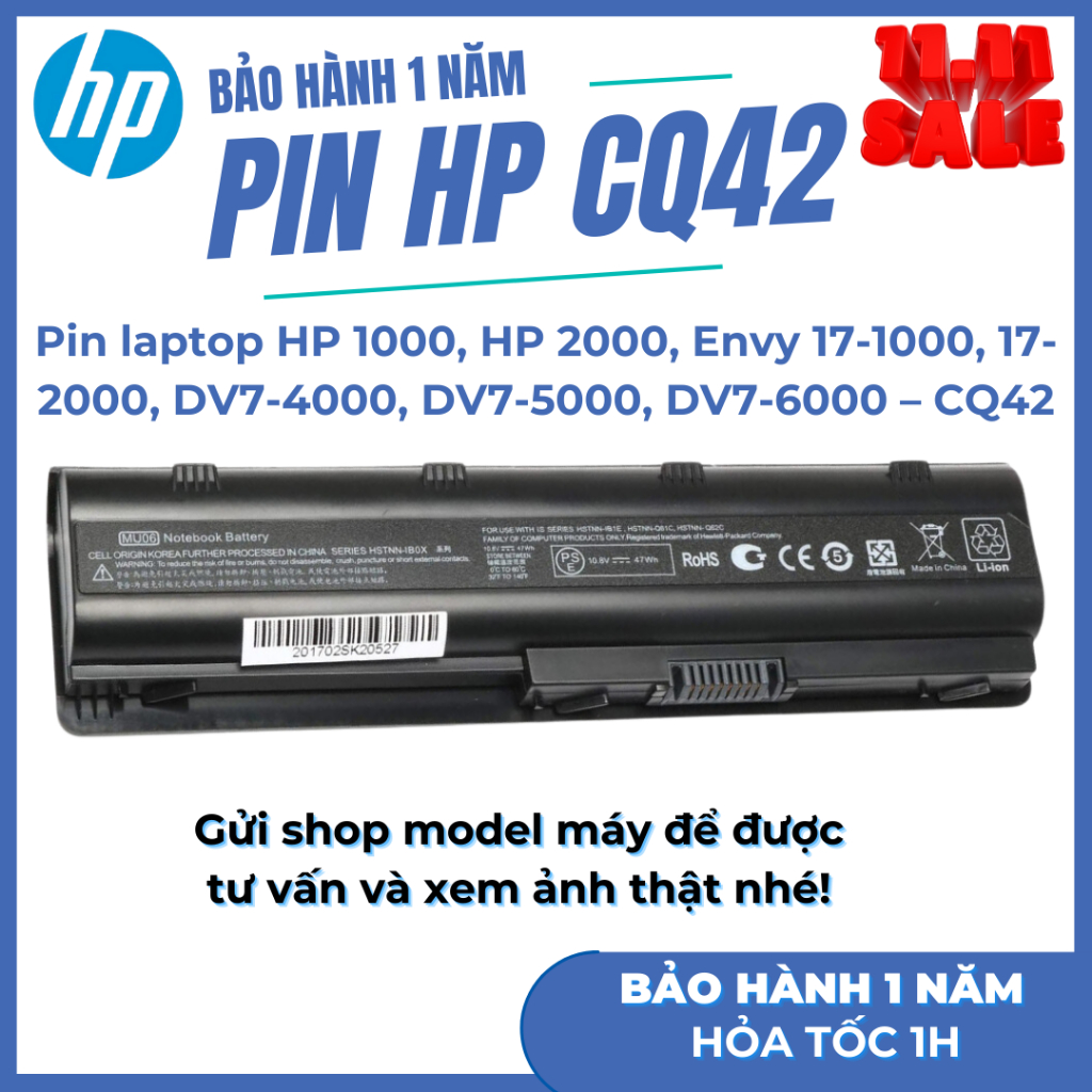 Pin Laptop HP cq42 cq32 cq62 CQ72 G42 G62 G72 G4 G6 G56 CQ56 DM4 630 ...