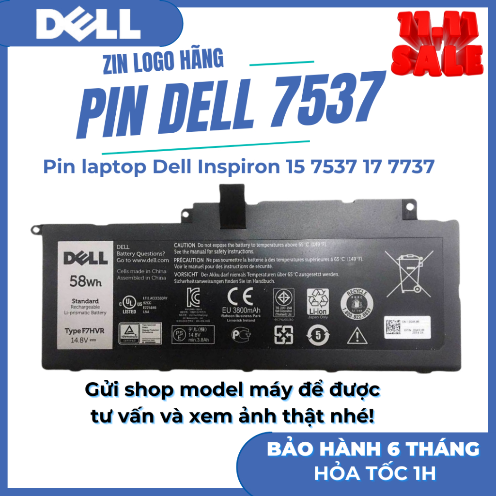 Pin Laptop Dell Inspiron 15 7535 7537 17 7737 F7HVR 062VNH G4YJM T2T3J ...