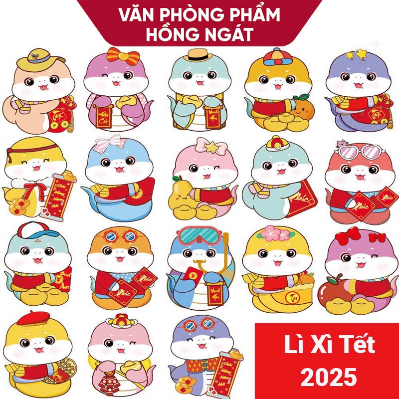 Bao lì xì tết 2025 chibi con rắn Ất Tỵ phản quang cute dễ thương chúc ...
