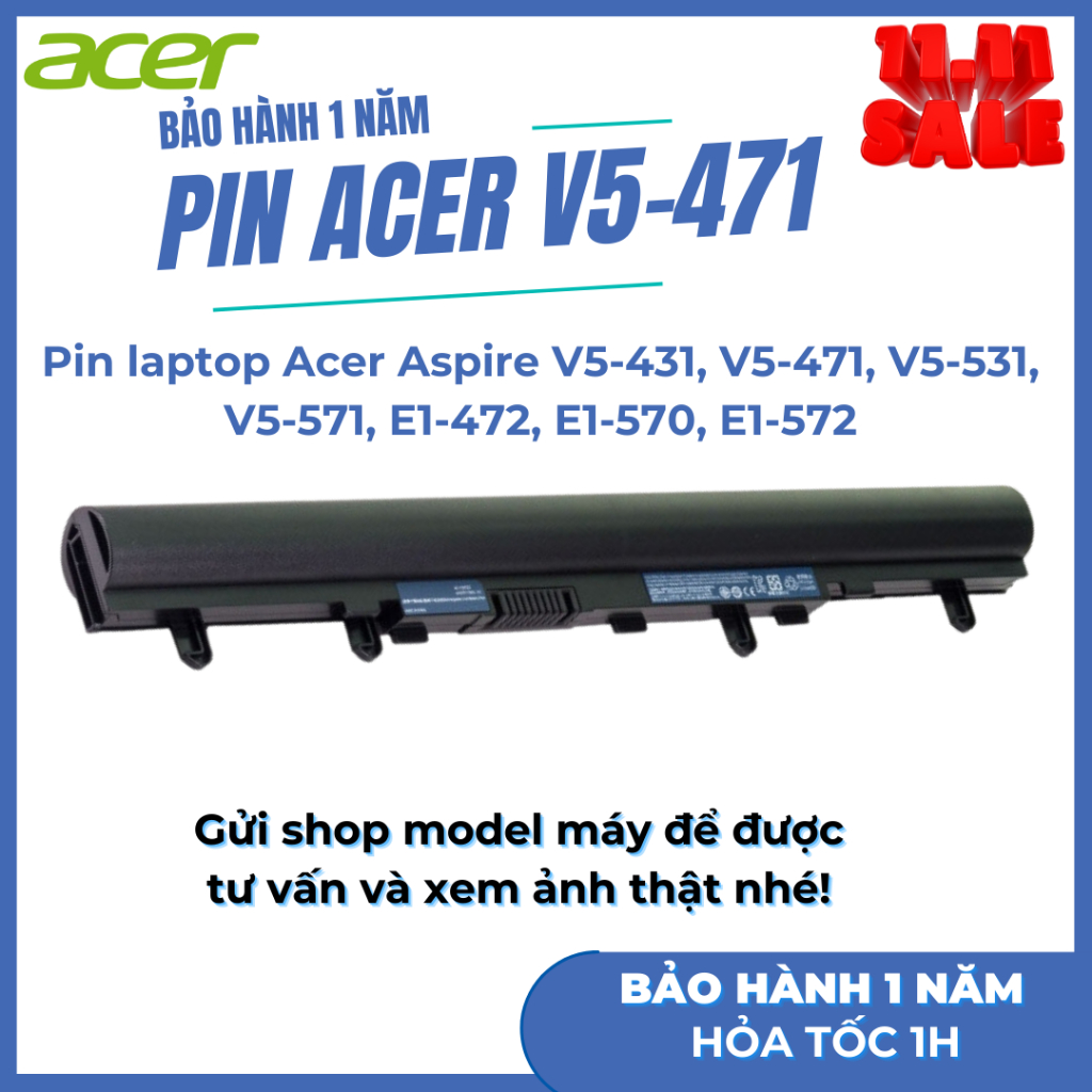 Pin Laptop Acer V5-471, V5-431, V5-571, V5-551, V5-531 (4 CELLS ...