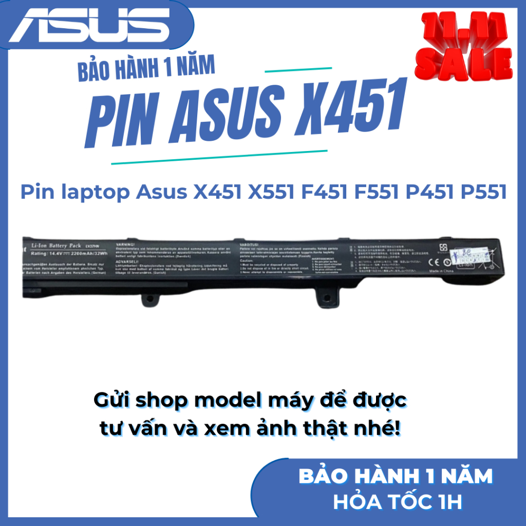 Pin Laptop ASUS A31N1319 A41N1308 D550M D550MA X451 F551M X451C F551MAV ...