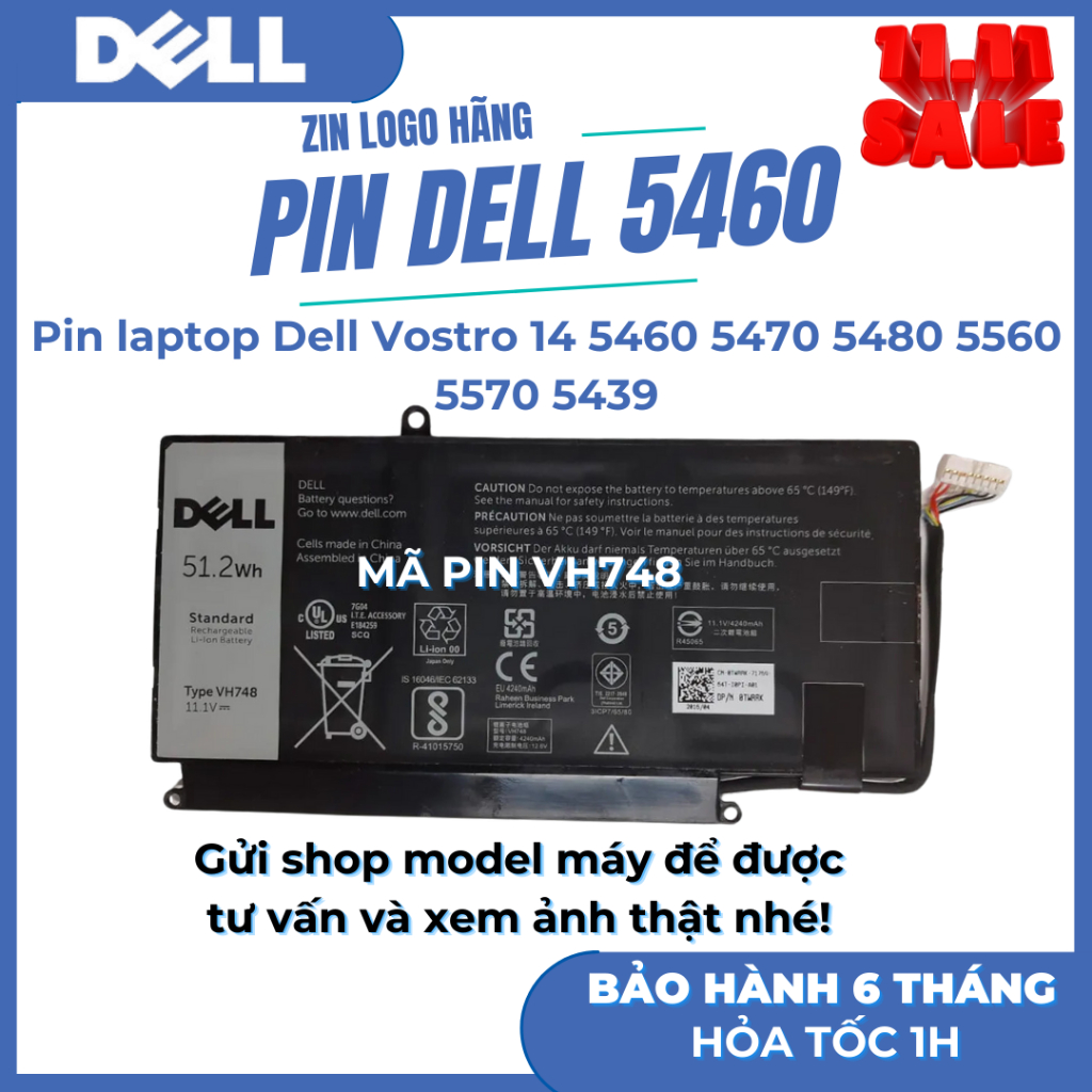 PIN Zin Laptop Dell Vostro 5470 5480 5460 5560 Inspiron 14 5439 V5460D ...