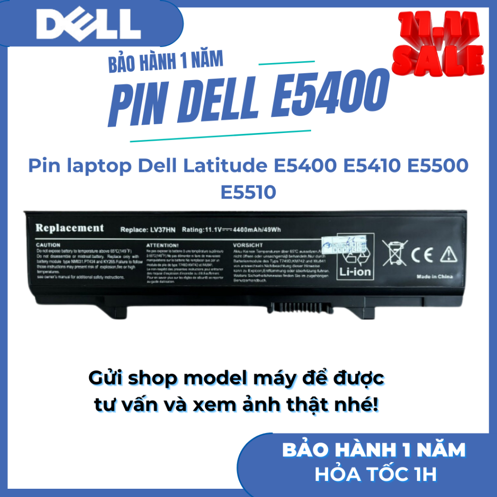 Pin Laptop Dell Latitude E5400 E5410 E5500 E5510 5400 5410 5500 5510 NEW 100% BẢO HÀNH 12 THÁNG ...