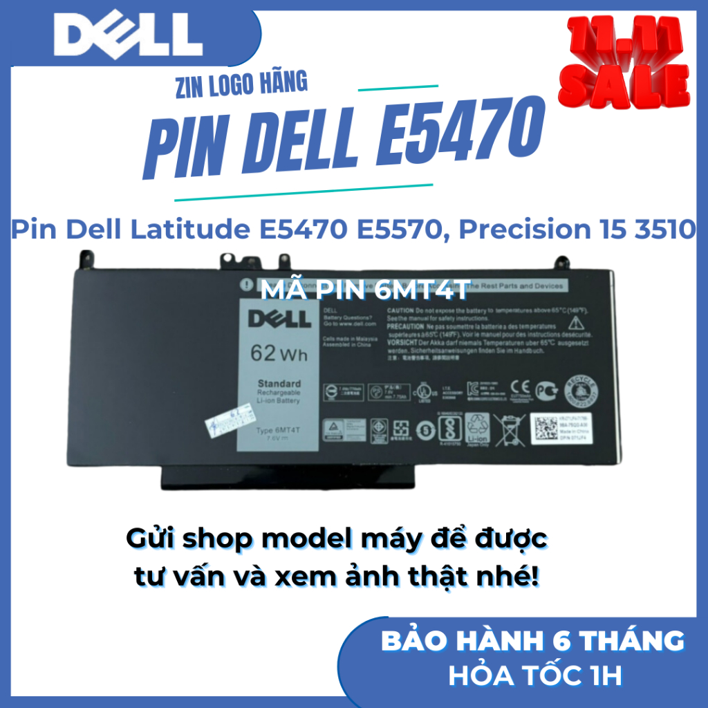 Pin Laptop Dell E5470 E5570 5470 5570 M3510 79VRK TXF9M 6MT4T 62WH ...
