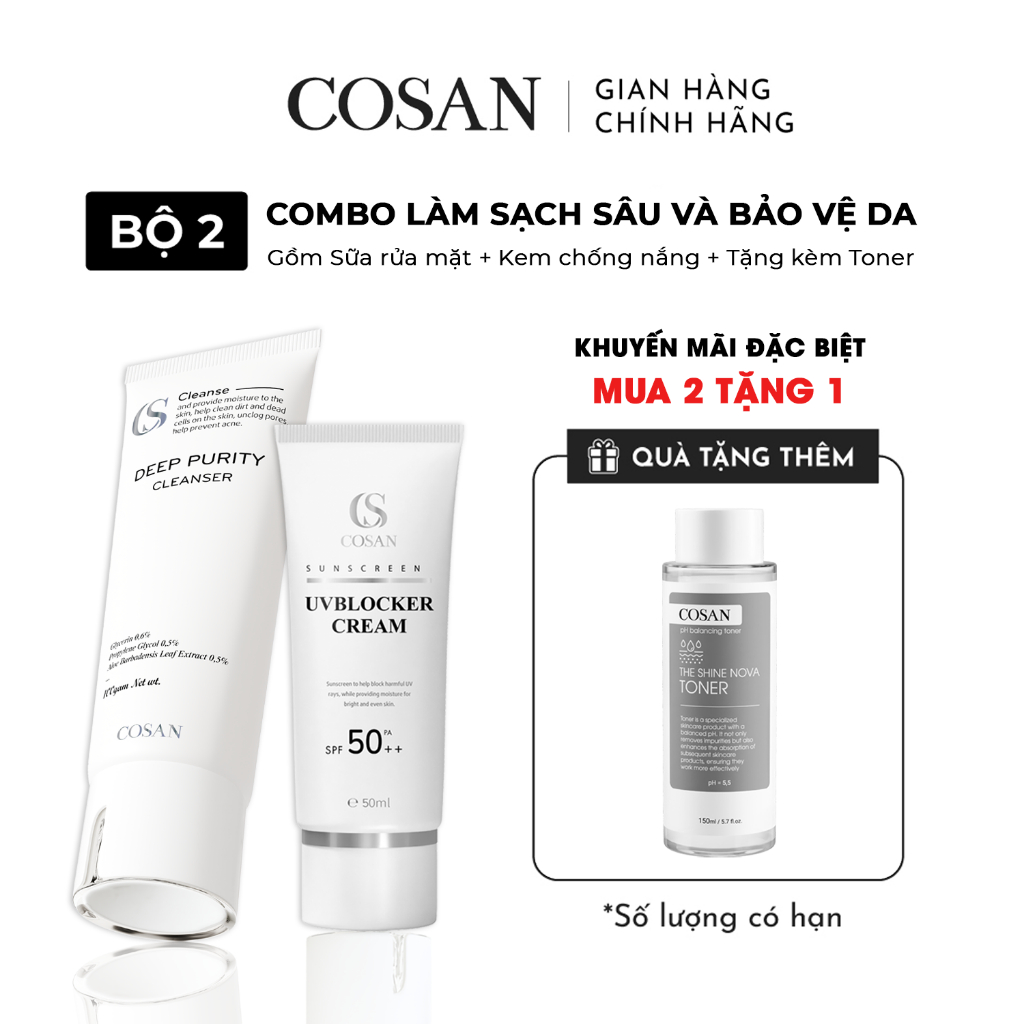 Bộ đôi làm sạch và bảo vệ da chuyên sâu gồm Sữa rửa mặt & Kem chống ...