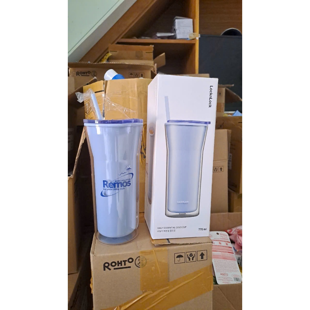 Ly nhựa 2 lớp cách nhiệt Lock&lock kèm ống hút 770ml Quà tặng từ Remos | Shopee Việt Nam