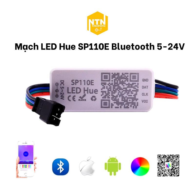 Mạch LED Hue SP110E Hỗ Trợ Điều Khiển Qua APP Bluetooth Hoạt Động Điện ...