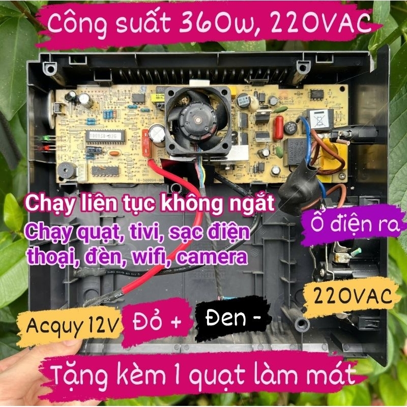 inverter kích điện 12v lên 220vac~ 240Vac 50hz 360w dùng cho quạt, đèn, tivi, sạc điện thoại ...