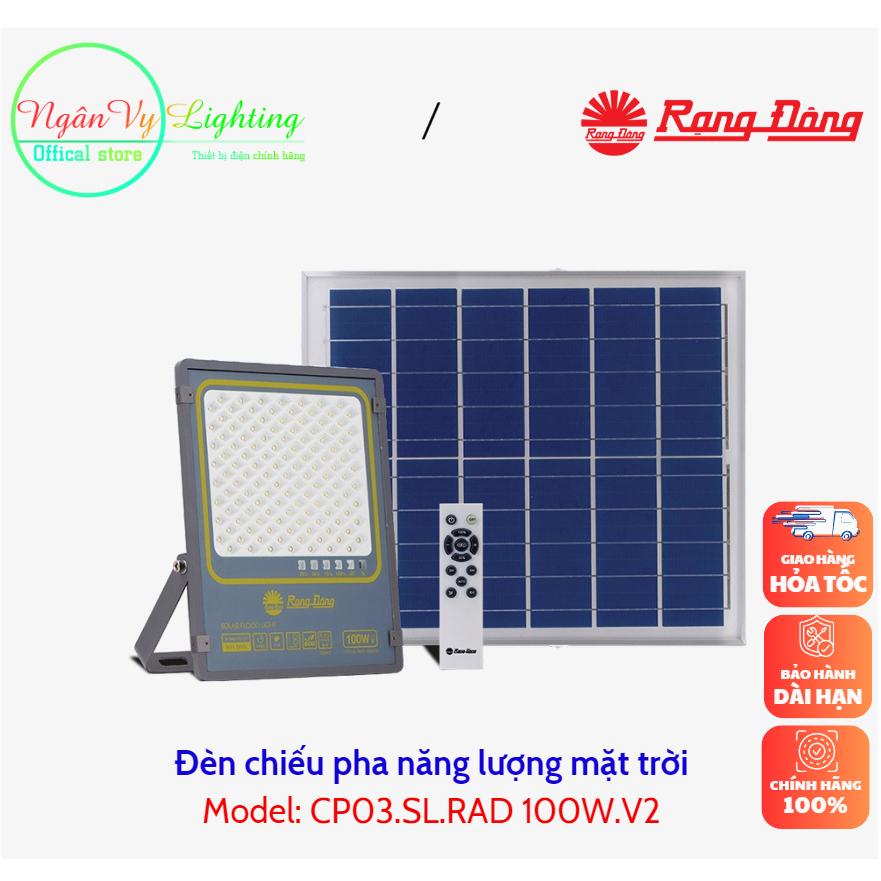 Đèn chiếu pha năng lượng mặt trời Rạng Đông Model: CP03.SL.RAD 100W.V2 | Shopee Việt Nam