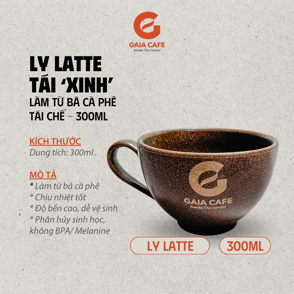 Ly LATTE làm từ BÃ CÀ PHÊ TÁI CHẾ - Gaia Cafe - dung tích 300mL | Shopee Việt Nam