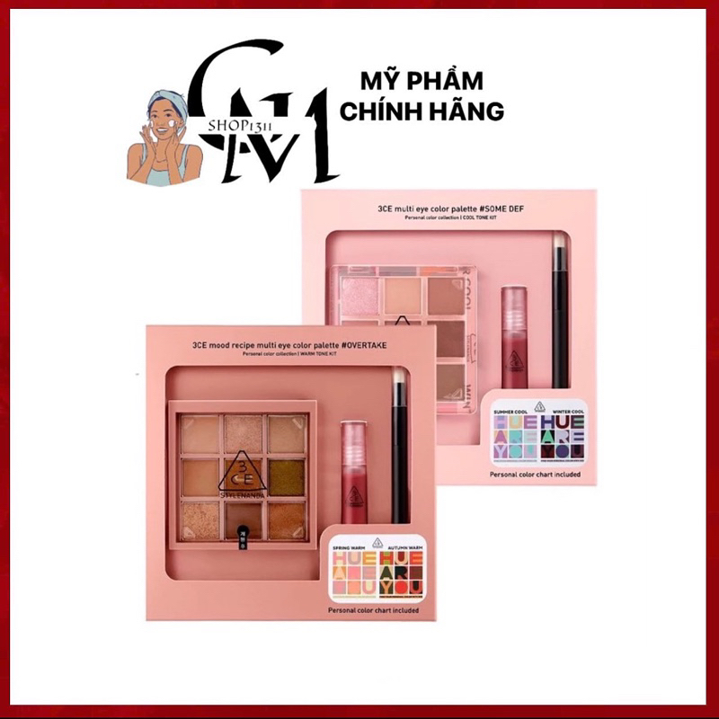 Set 3CE Personal Color Kit Bộ 3 Món Bảng Mắt FULLSIZE + Son MINI + Cọ ...