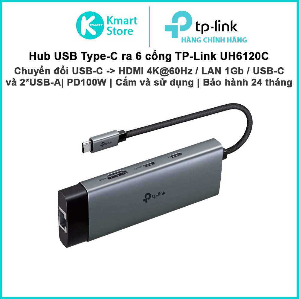 Hub USB Type-C ra 6 cổng TP-Link UH6120C | HDMI 4K@60Hz / Lan 1Gb / USB ...