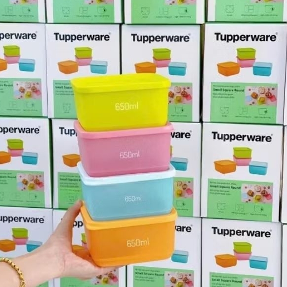 Bộ 4 hộp small square round Tupperware 650ml ( ngăn mát) | Shopee Việt Nam