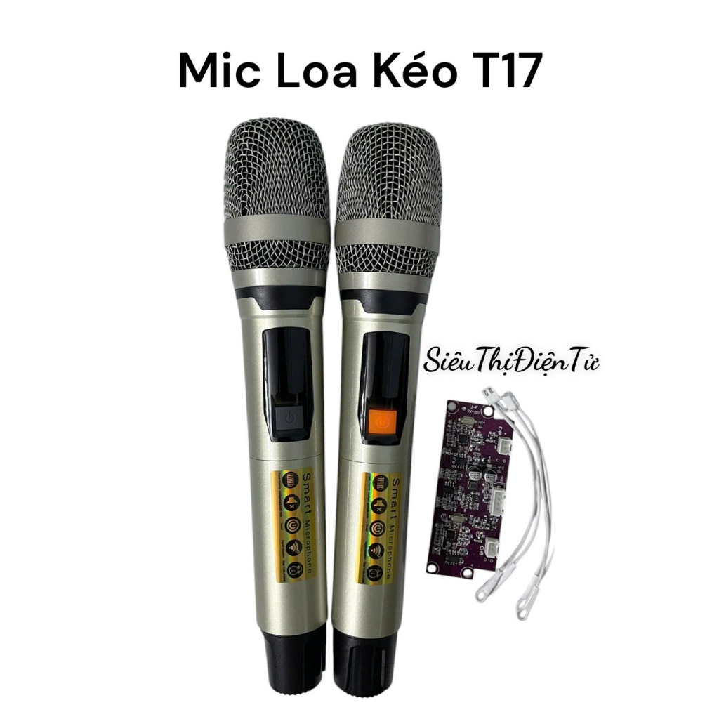 MICRO KHÔNG DÂY LOA KÉO T17 ĐUÔI KIM LOẠI KÈM BO MẠCH MIC - 1 CẶP ...