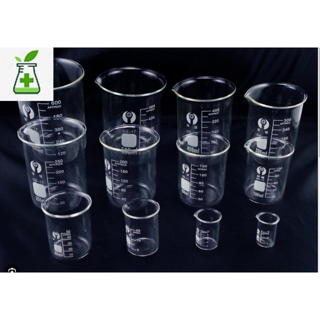 Cốc đốt thủy tinh chia vạch chịu nhiệt CÓ MỎ 5ml 10ml 25ml 50ml 100ml 250ml 300ml 500ml 1000ml ...