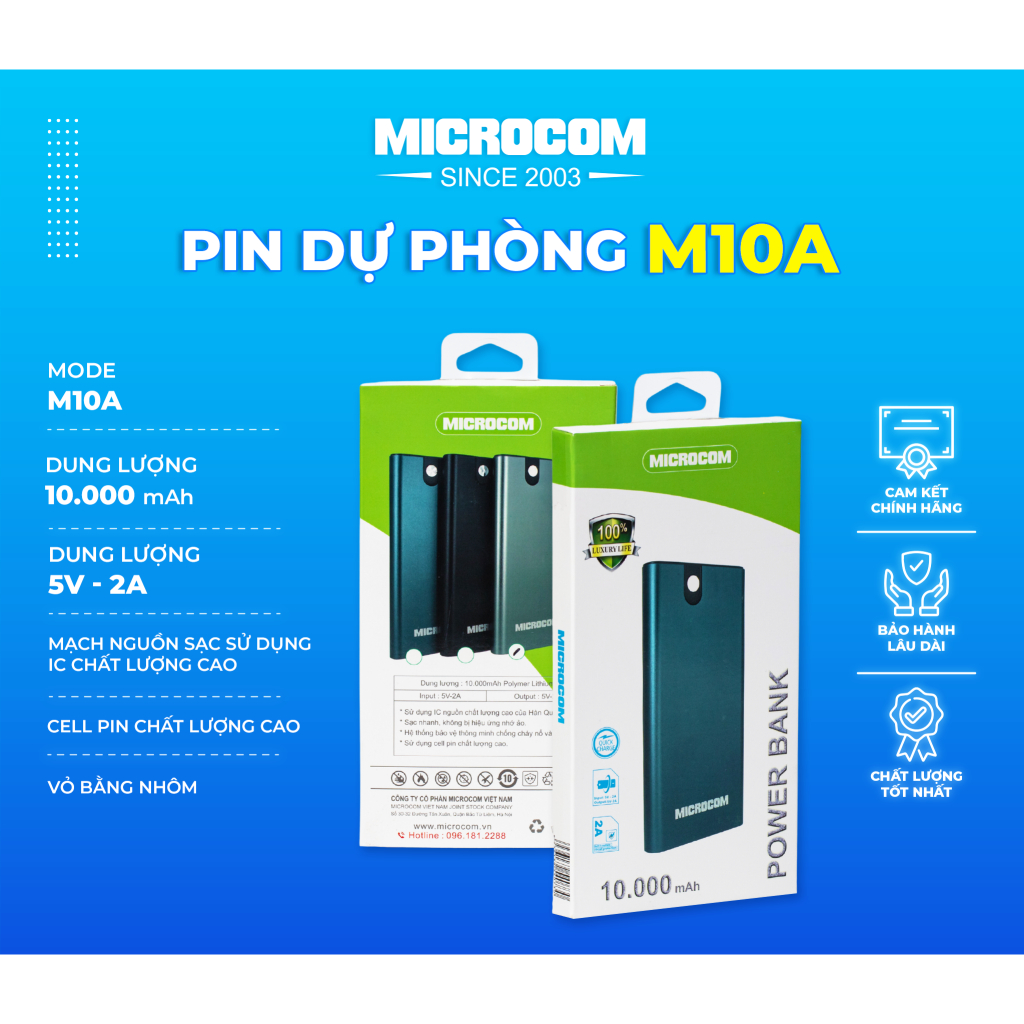 Sạc dự phòng 20.000mAh hàng chính hãng cty Microcom | Shopee Việt Nam
