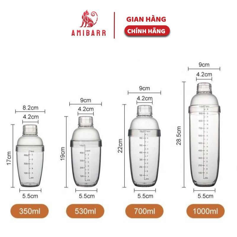 Bình Lắc Shaker Nhựa chia vạch đen 350ML - 530ML - 700ML - 1000 ML ( Đã bao gồm nắp ) | Shopee ...