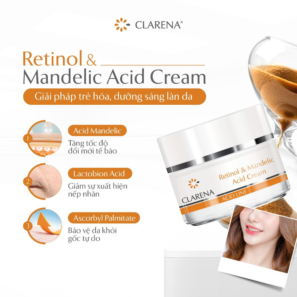 [CHÍNH HÃNG] CLARENA RETINOL & MANDELIC ACID CREAM - Kem Trắng Da Ban ...