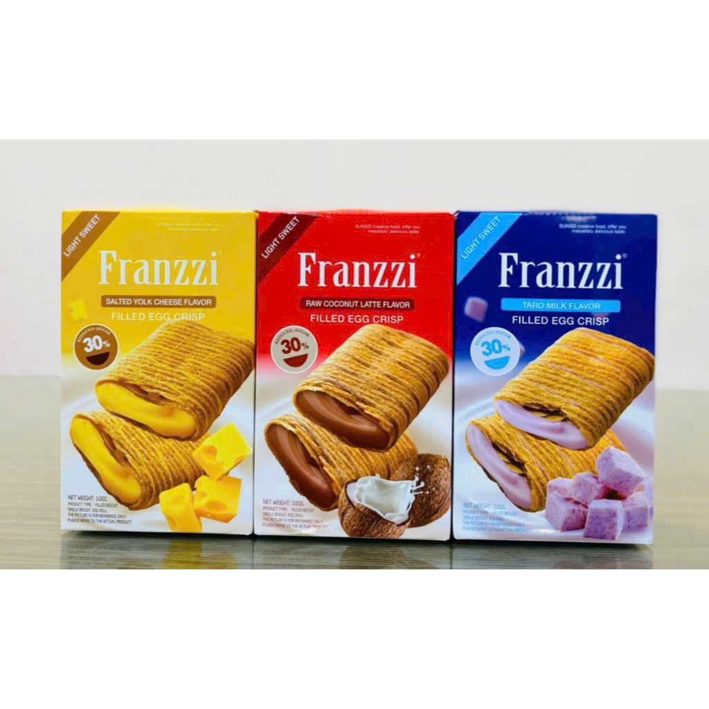 Bánh xốp Franzzi cuộn nhân kem giòn xốp thơm ngon hộp 100g đủ vị ...