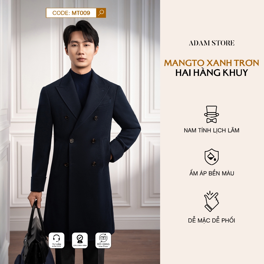 MĂNG TÔ ADAM STORE XANH TRƠN 2 HÀNG KHUY MT009 | Shopee Việt Nam